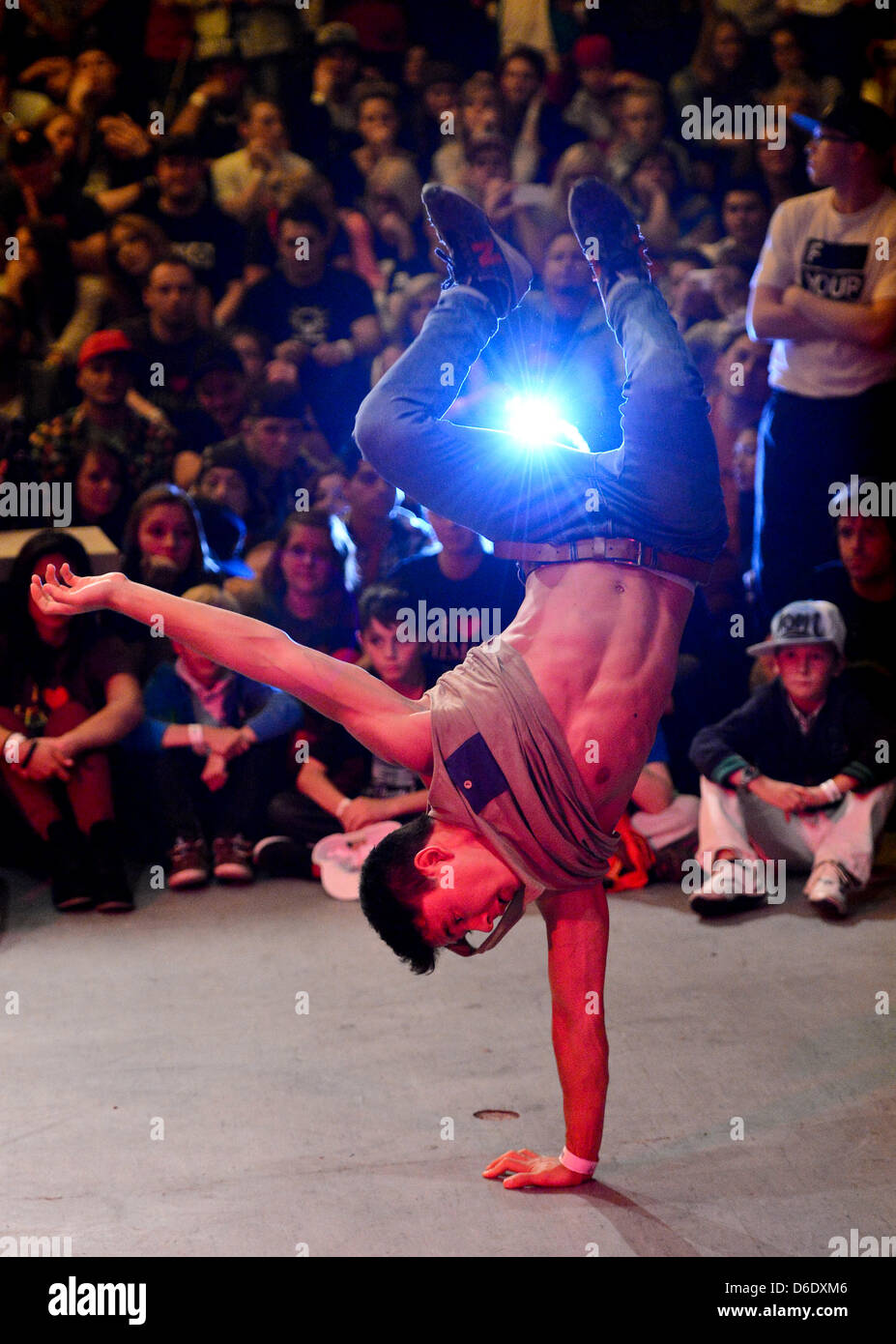 A participant of the 'Battle of the Year' performs during the ...