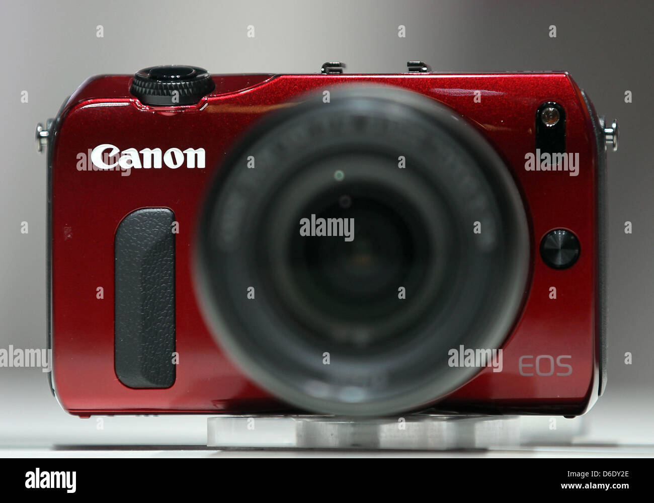 The mirrorless interchangeable-lens camera Canon EOS M is pictured at ...