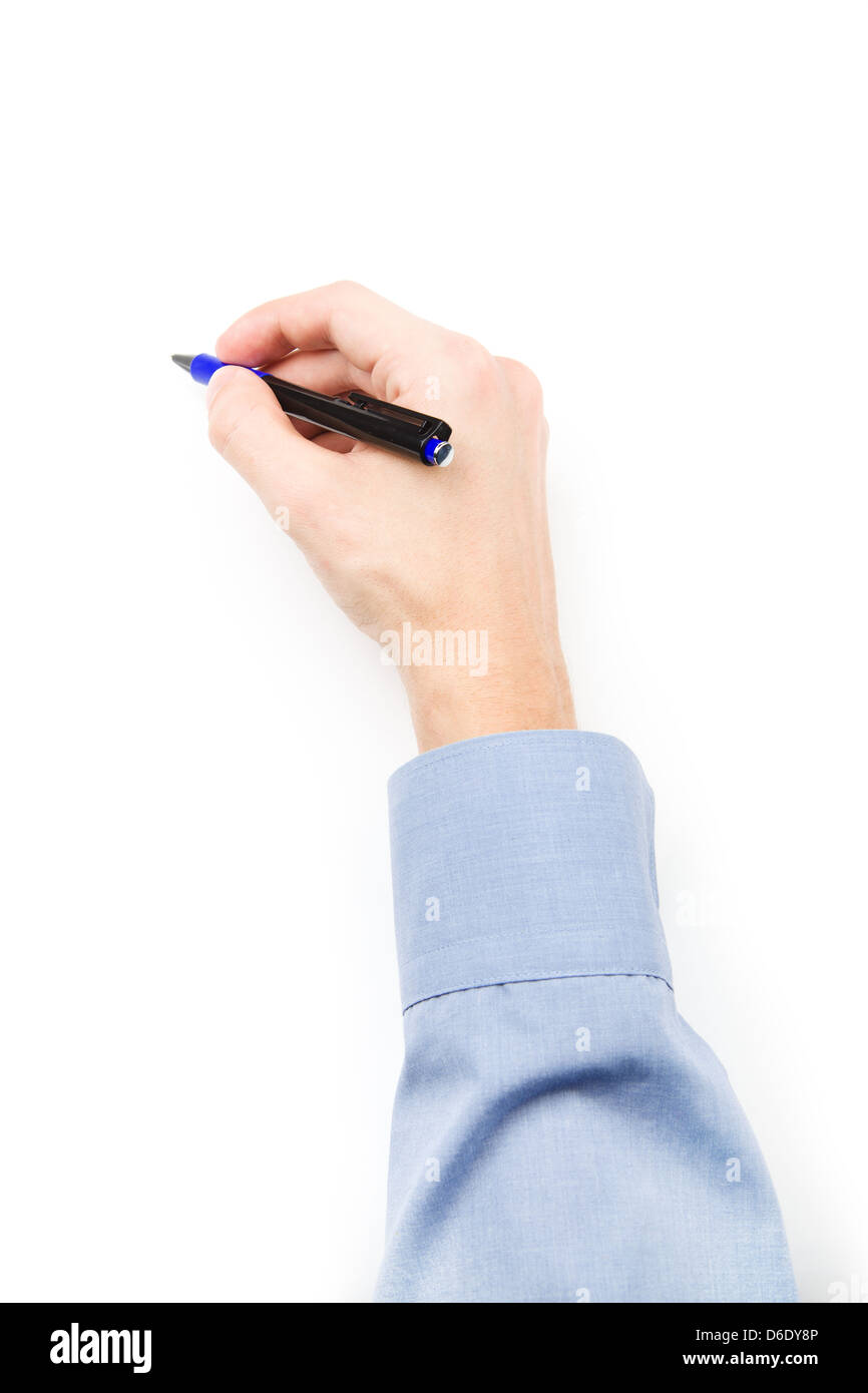 Man's hand with pen Stock Photo - Alamy