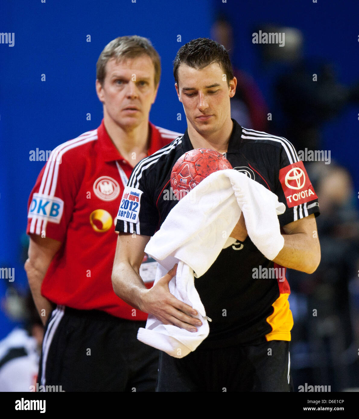 Germany's national coach Martin Heuberger (L) and Dominik Klein are ...