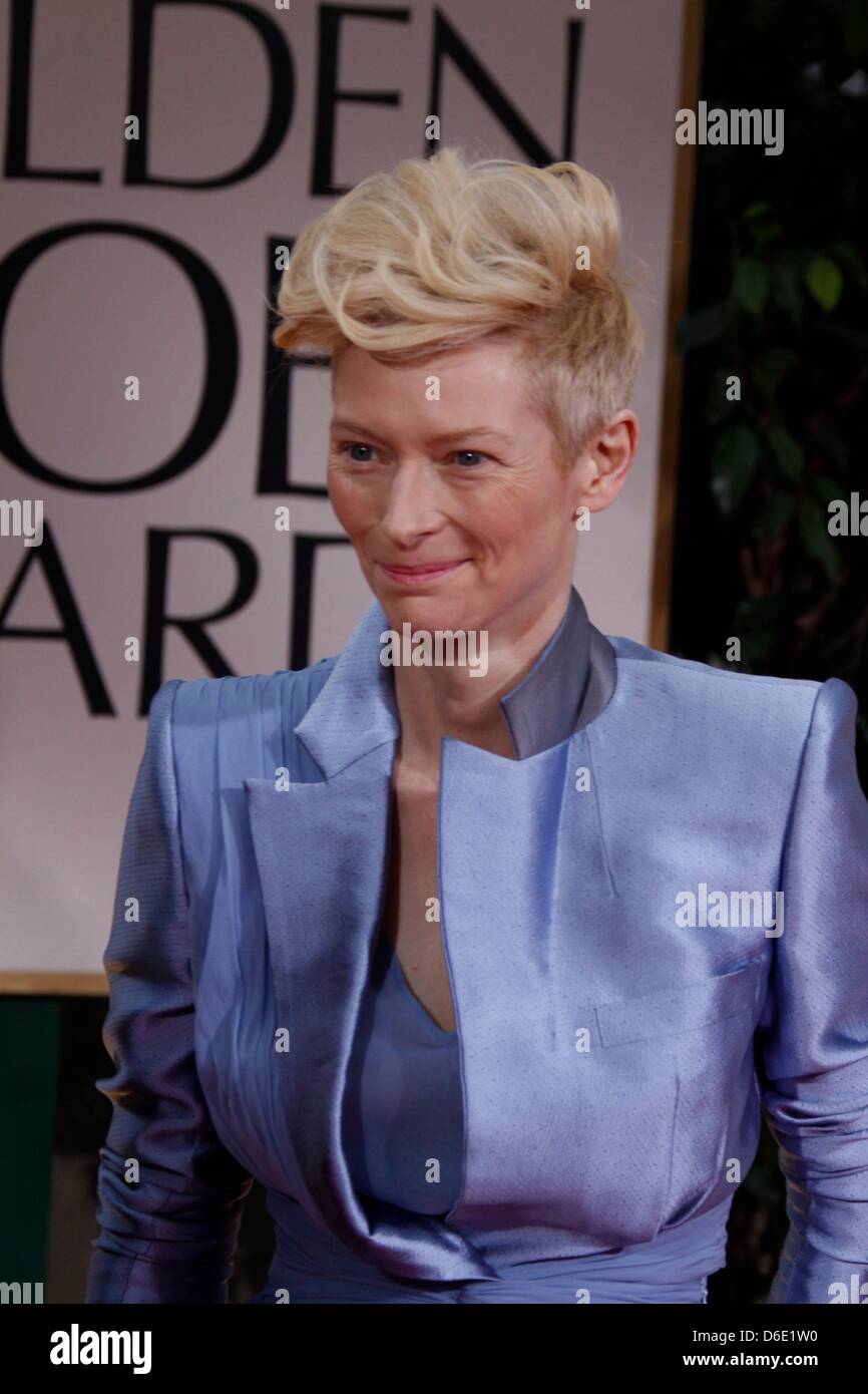 British actress Tilda Swinton attends the 69th Annual Golden Globe ...