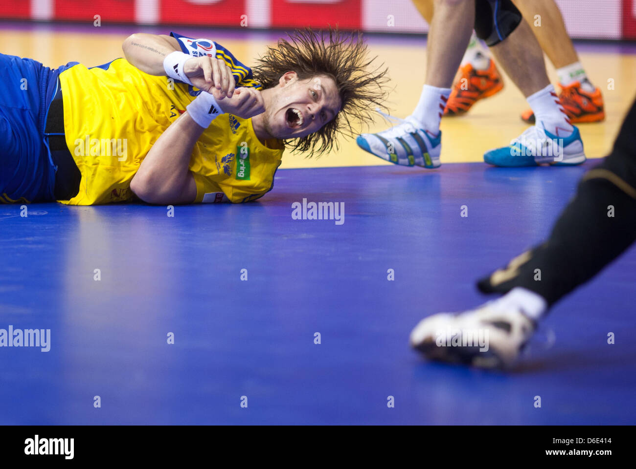 Sweden's Andreas Nilsson keeps his eyes on the ball during the Handball ...