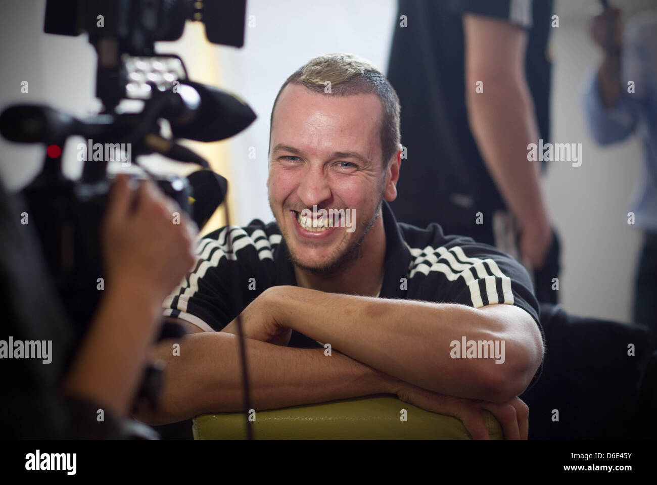 German national team player Pascal Hens smiles during the third press ...