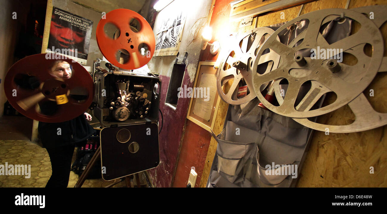 A film projector from the 1960s runs in the projection room of the UT ...