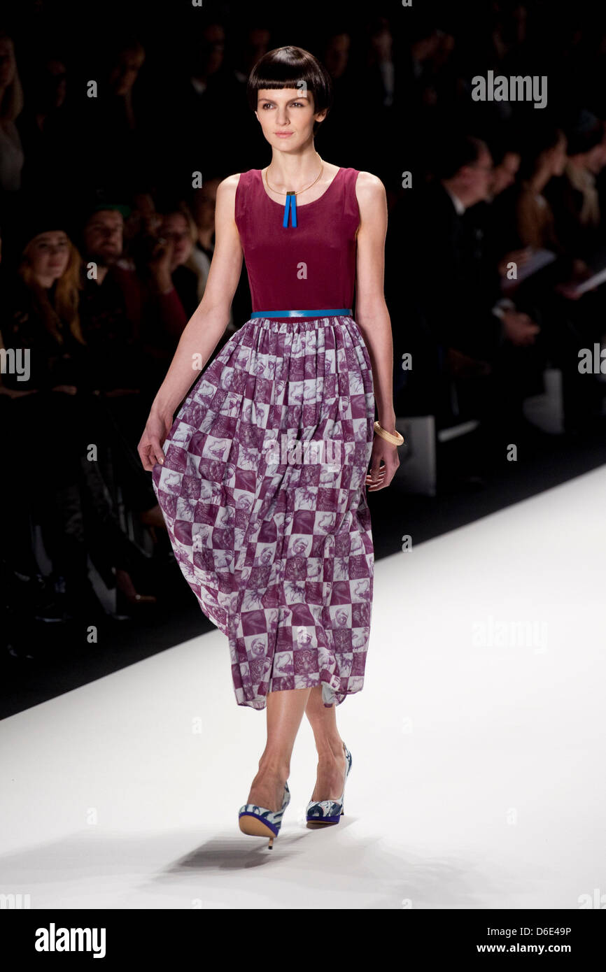 A model presents a creation of the Alexandra Kiesel show during the ...