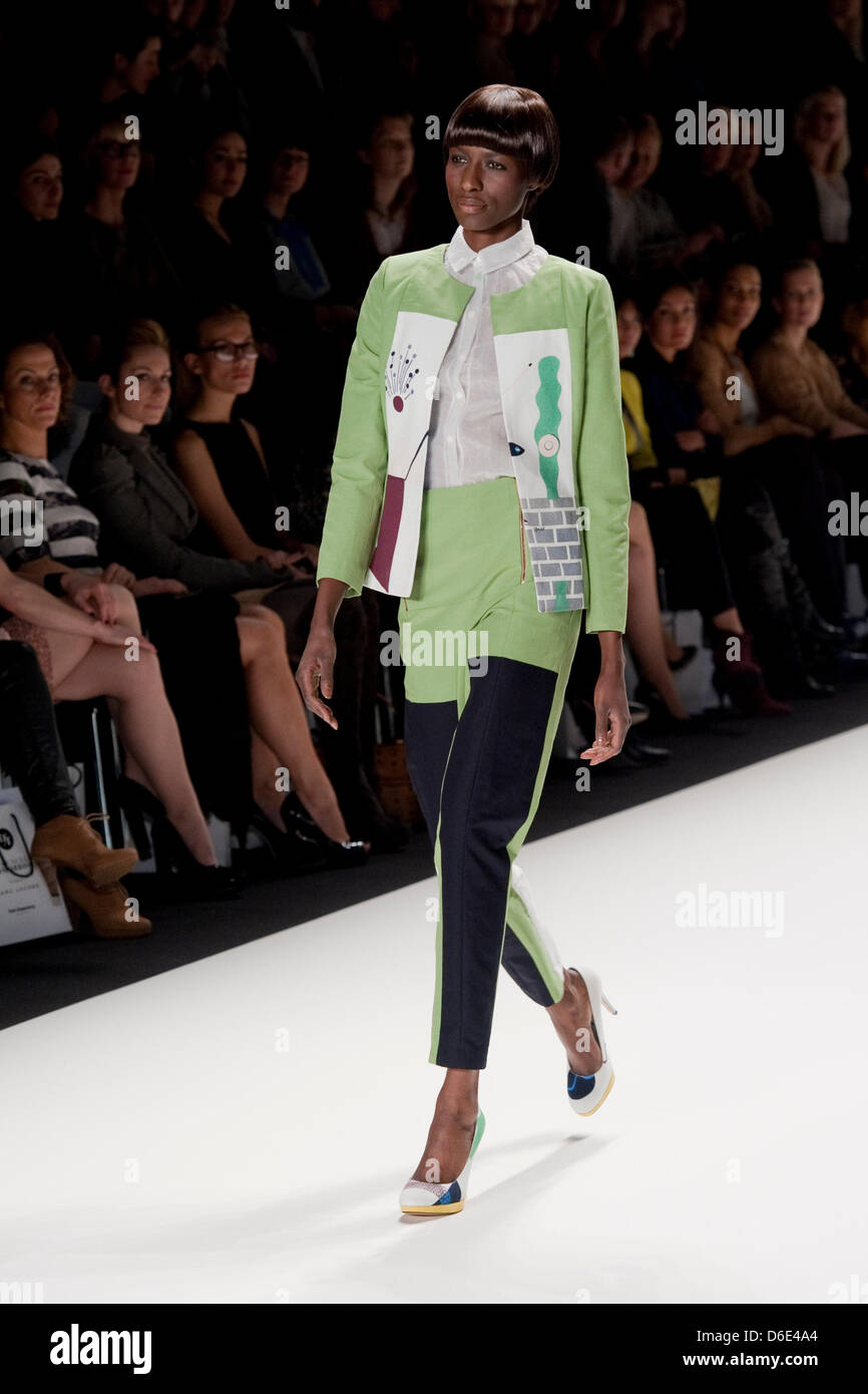 A model presents a creation of the Alexandra Kiesel show during the ...