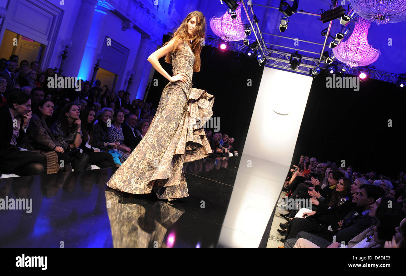 A model presents a creation at the Basler show offsite the Mercedes ...