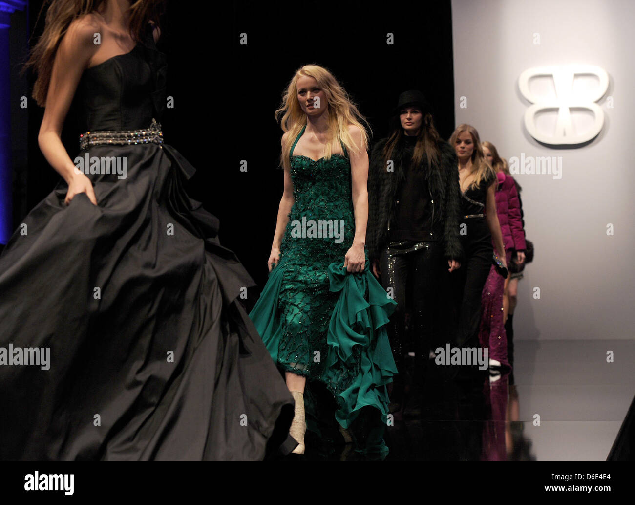 Models present a creation at the Basler show offsite the Mercedes-Benz ...