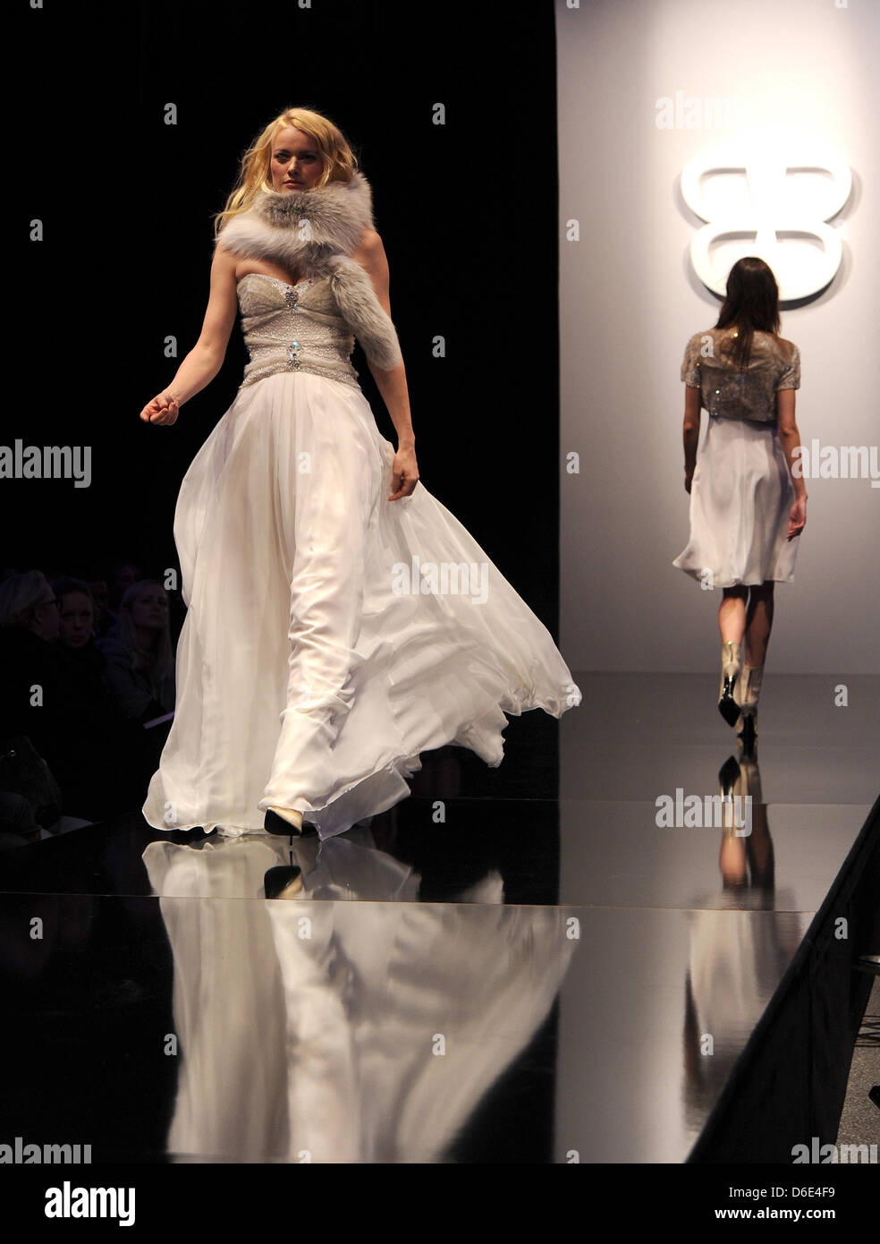 A model presents a creation at the Basler show offsite the Mercedes ...