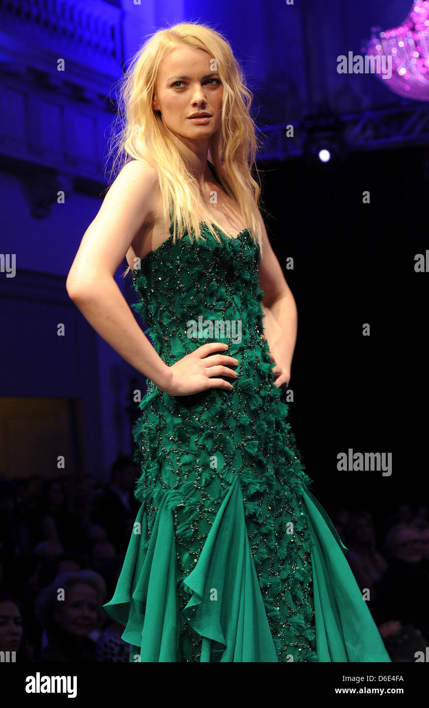 A model presents a creation at the Basler show offsite the Mercedes ...