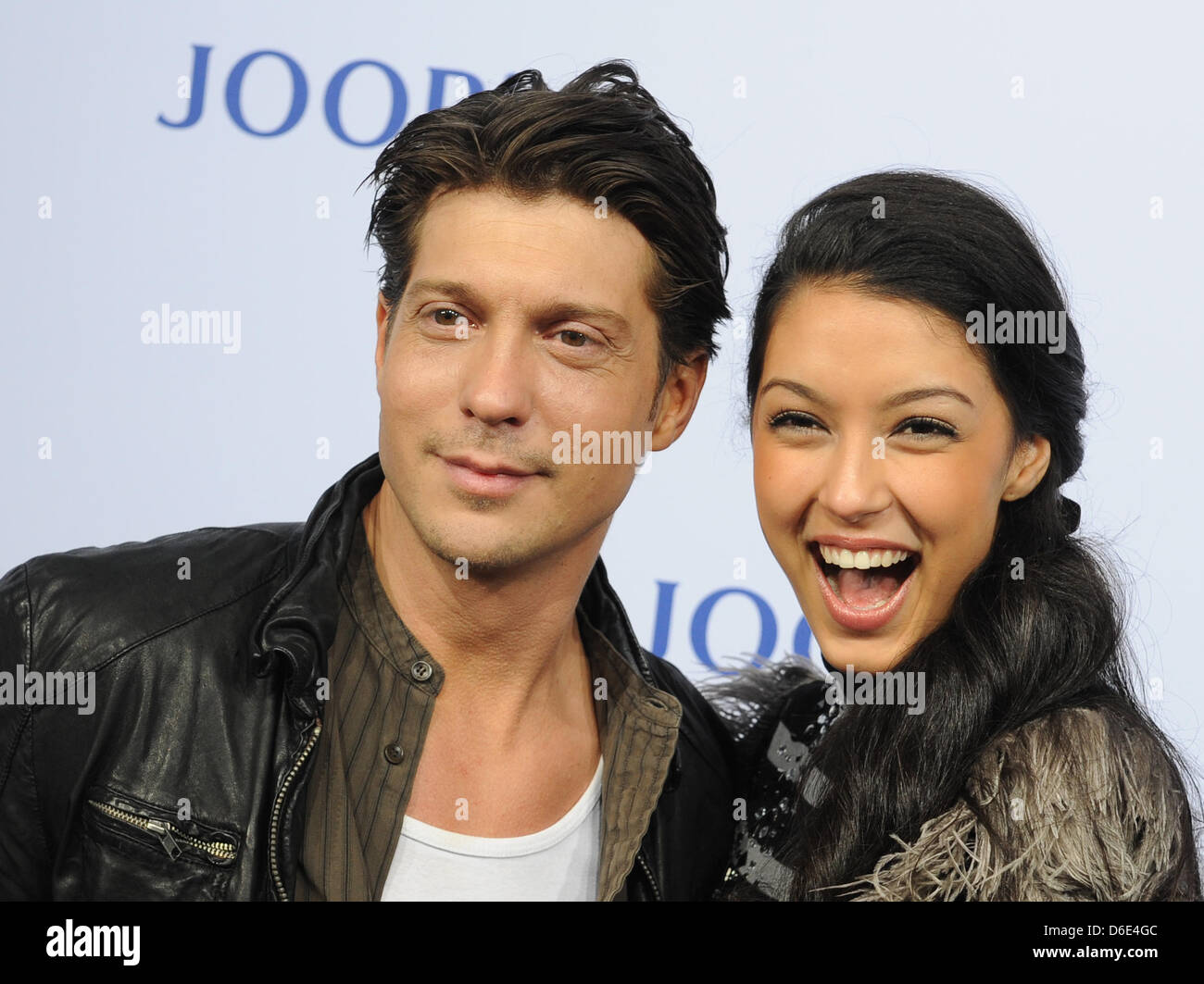 German model Rebecca Mir and partner Sebastian Deyle arrive at the Joop ...