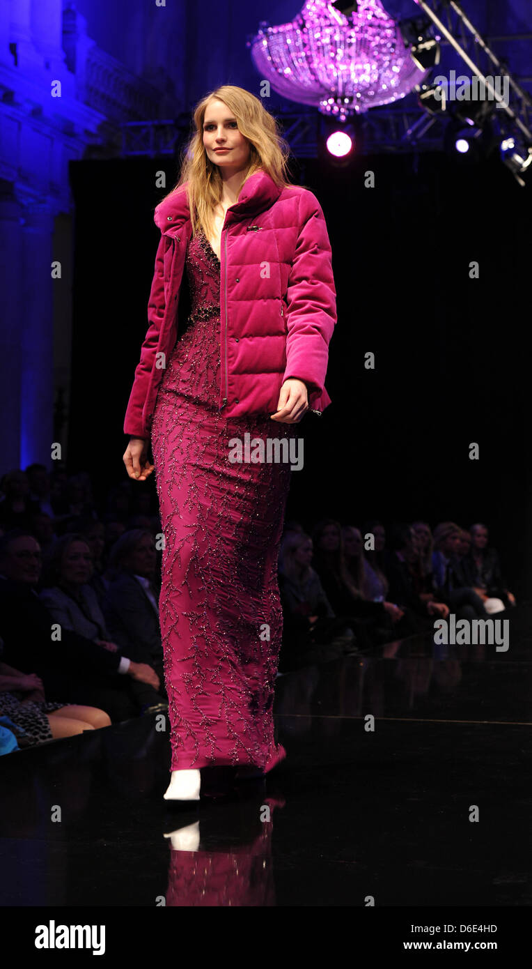 A model presents a creation at the Basler show offsite the Mercedes ...