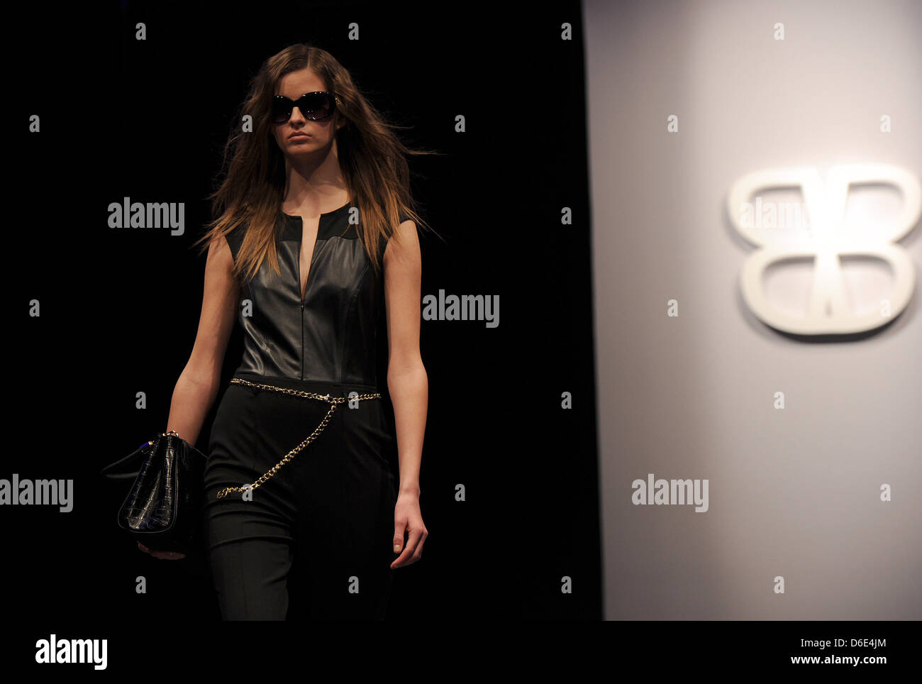 A model presents a creation at the Basler show offsite the Mercedes ...