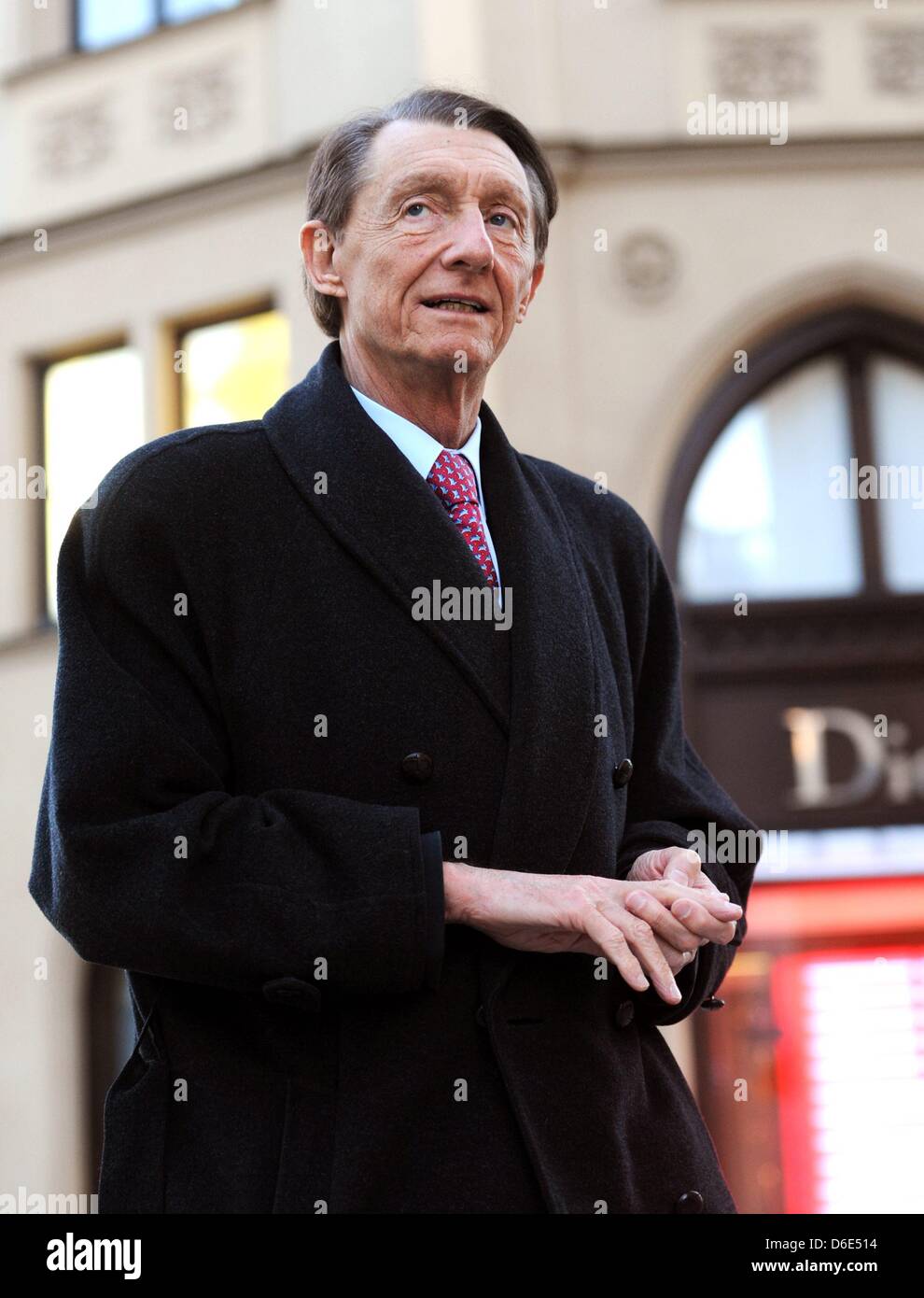Czech pianist Josef Bulva stands in front of the Hotel Vierjahreszeiten ...