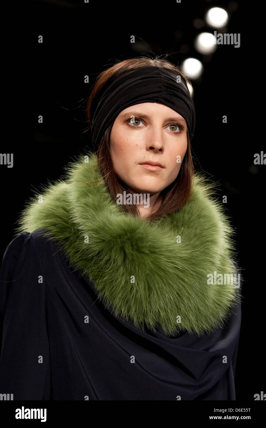 A model presents a creation of the Laurel show during the Mercedes-Benz ...