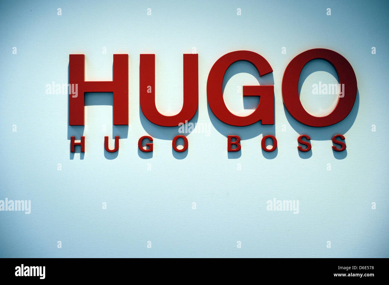 Logo of Hugo during the Mercedes-Benz Fashion Week in Berlin, Germany ...