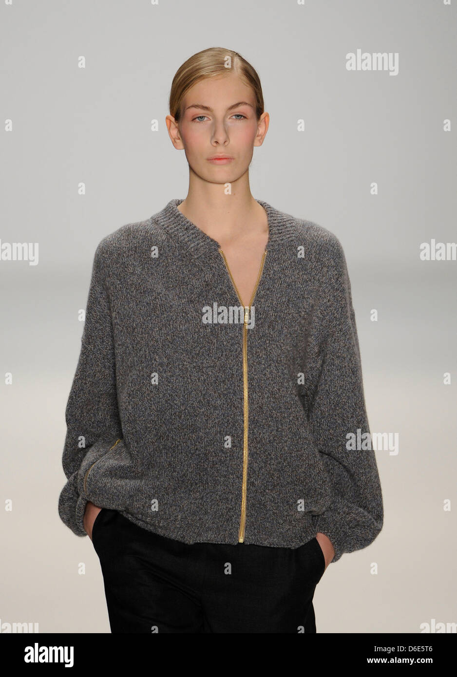 A model presents a creation at the label Perret Schaad show during the ...