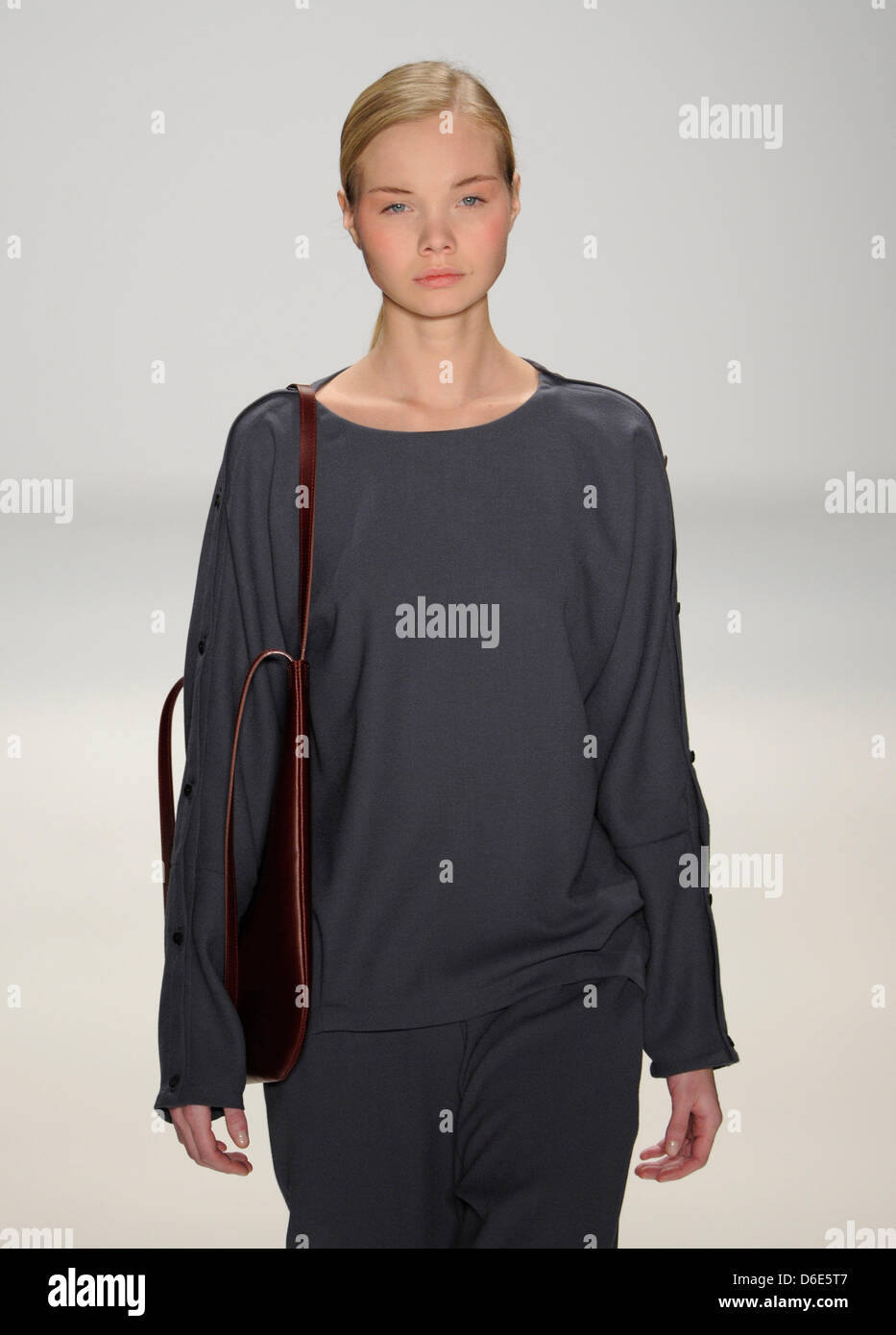 A model presents a creation at the label Perret Schaad show during the ...