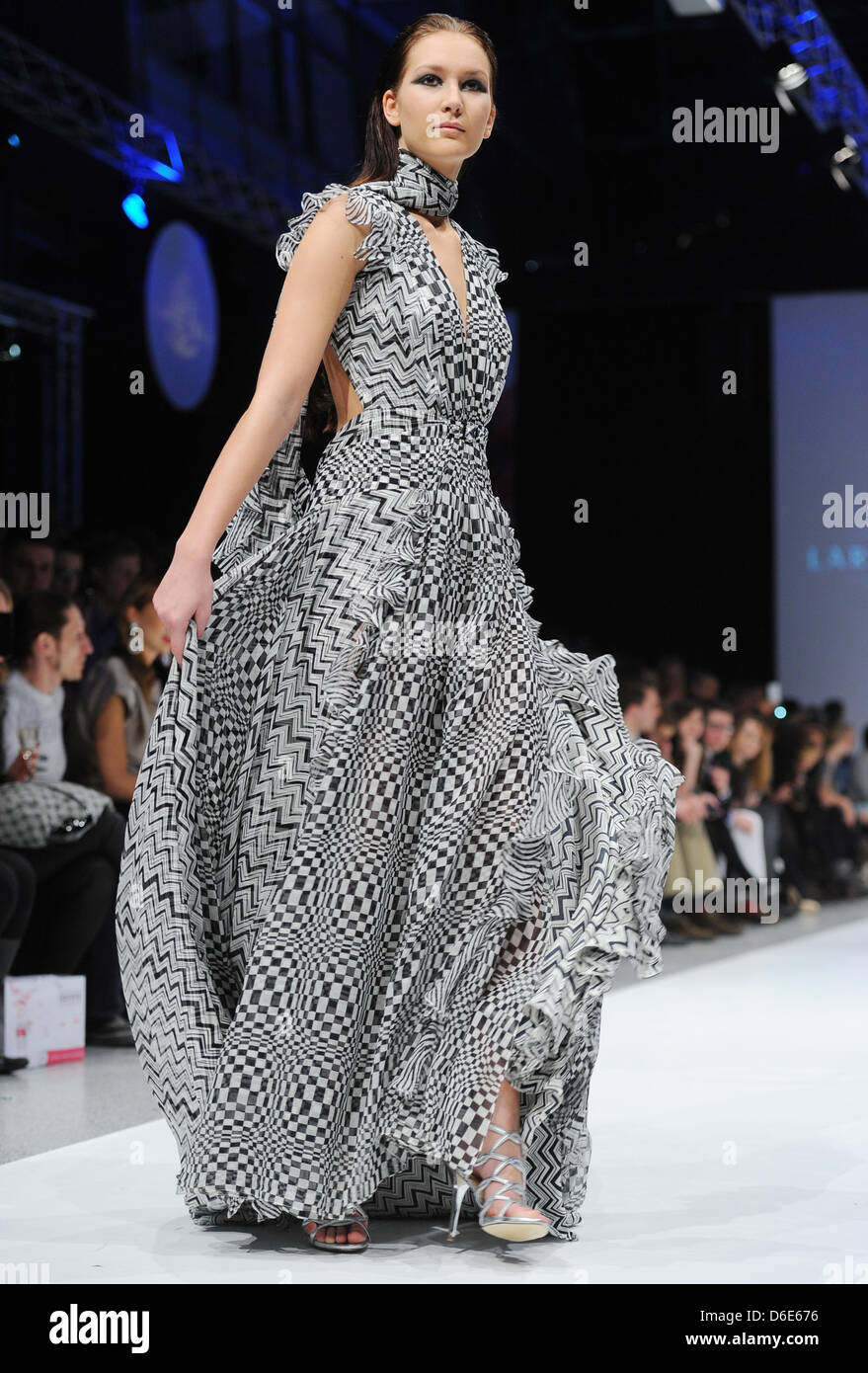 A model presents a creation during the show of the label Lars Wallin at ...