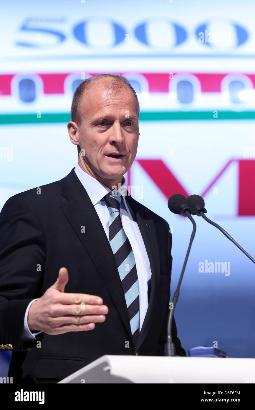 President and CEO of Airbus, Tom Enders speaks during a ceremony ...