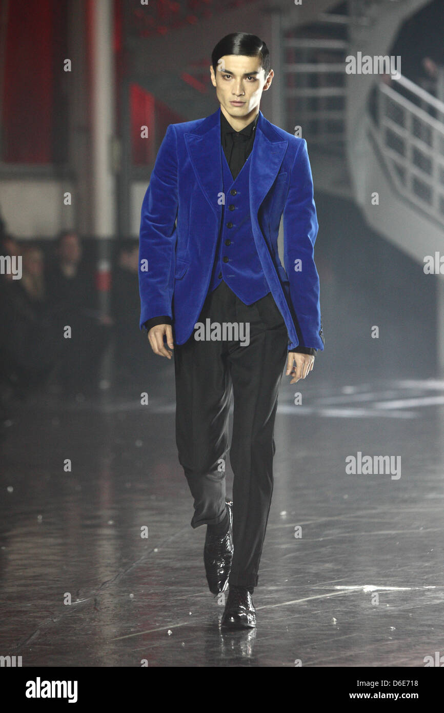 A model wears a creation by British designer Bill Gaytten as part of ...