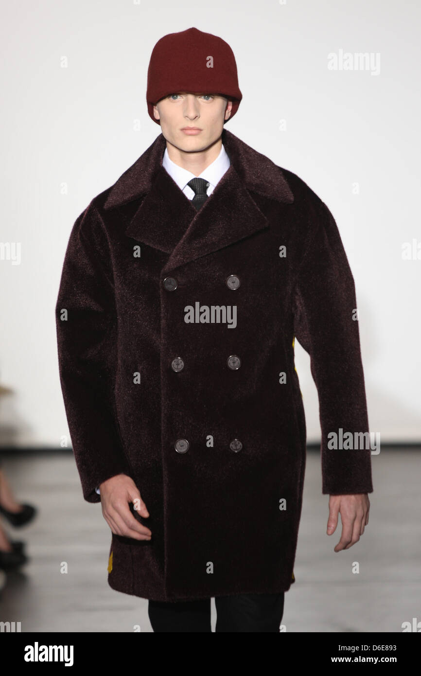 A model wears a creation by Belgian designer Raf Simons as part of the ...