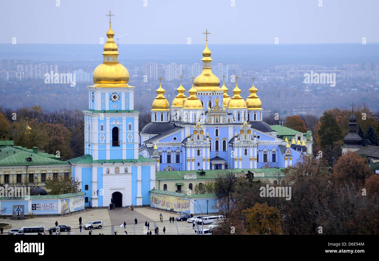 A view of St Michael's Monastery in the city center of Kiev, Ukraine ...