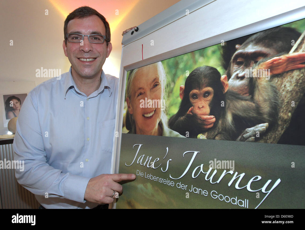 Movie producer Matthias Triebel shows a movie poster for the ...