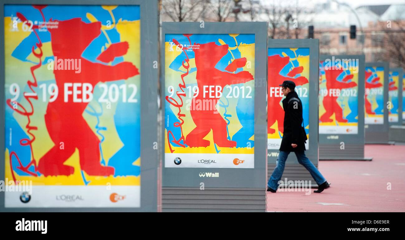 Advertising showcases with Berlinale posters are seen at Potsdamer ...