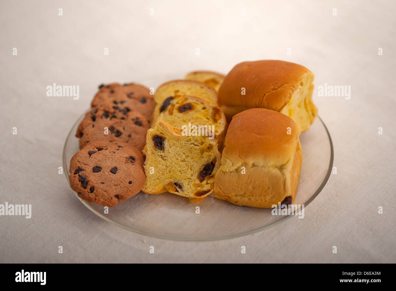 selection of sweet bread and cookies for breakfast Stock Photo - Alamy