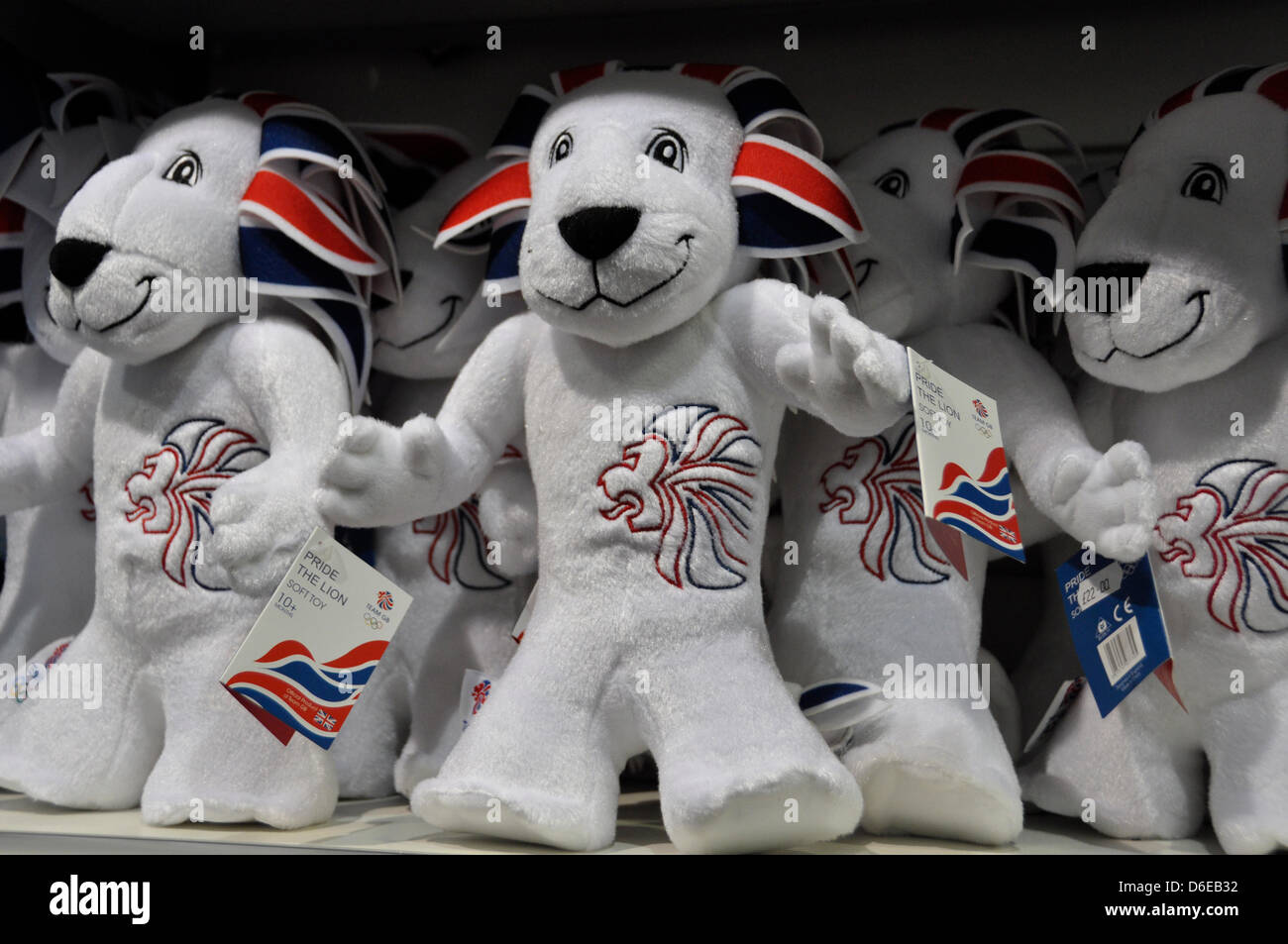 Stuffed animals with Olympic motives are on sale at a store in St ...