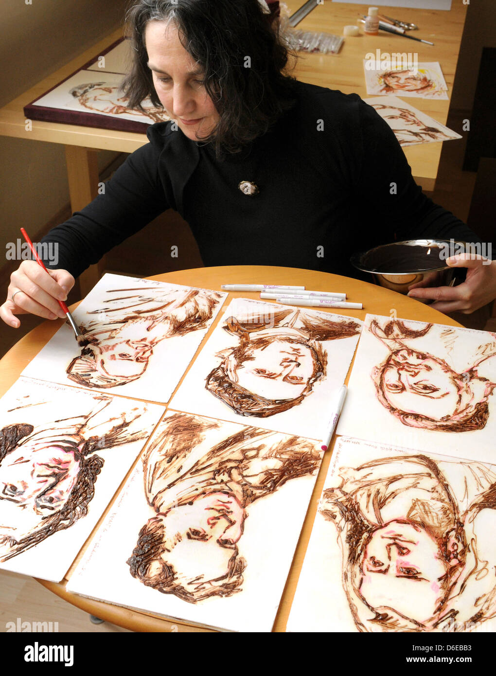 Chocolate artist Grit Wendelberger paints her edible historical figures ...