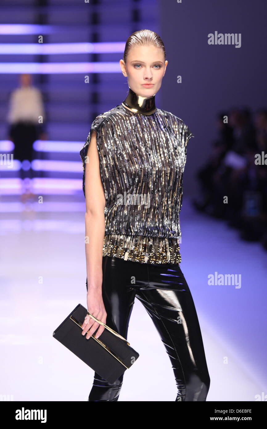 A model wears a creation by French designer Alexandre Vauthier as part ...