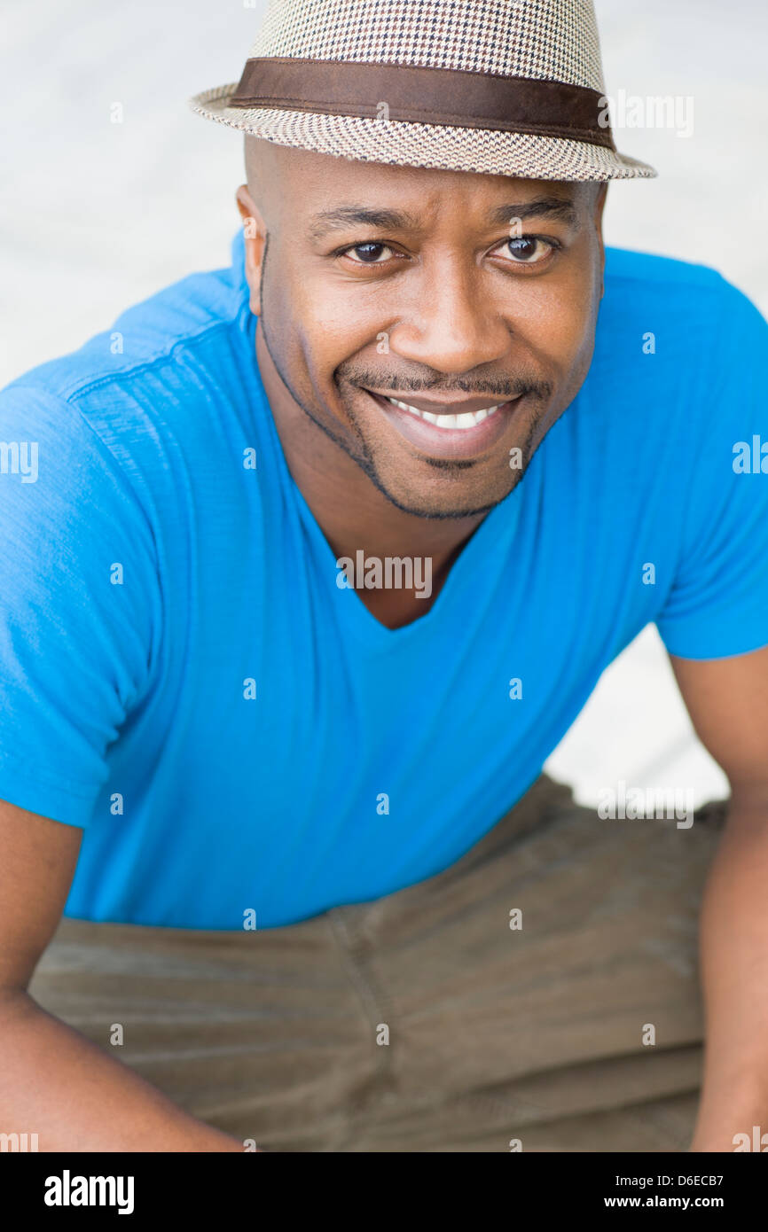 Black man smiling Stock Photo - Alamy
