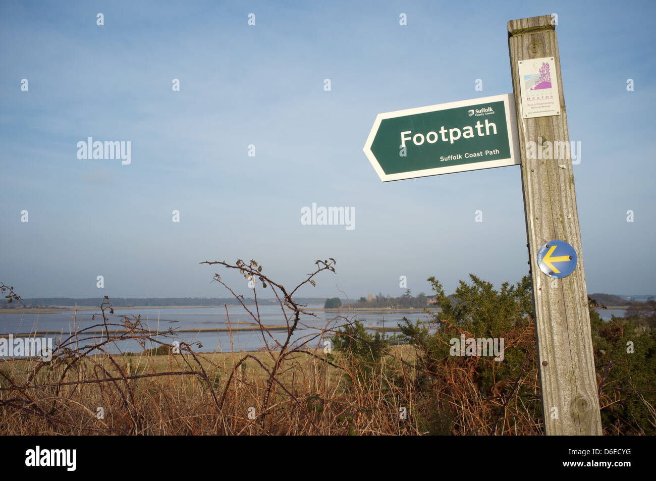 Suffolk Coast Path sign, Iken, Suffolk, UK Stock Photo - Alamy