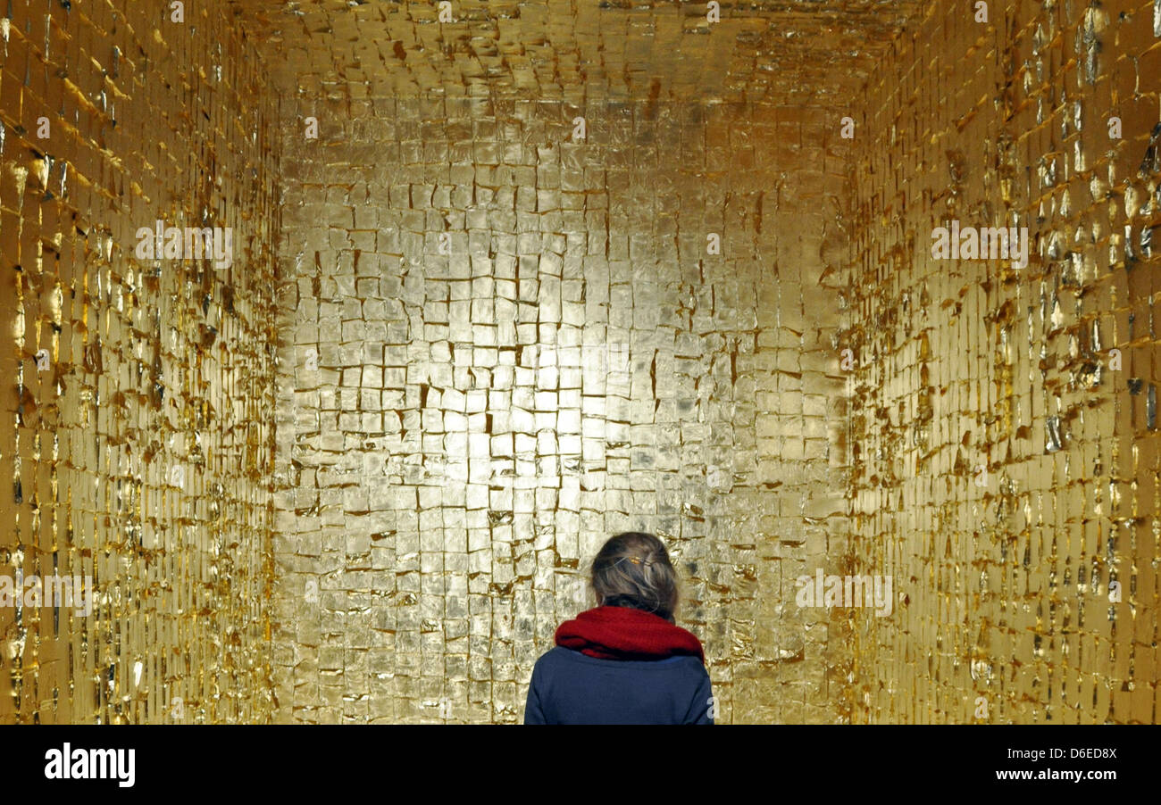 A woman views the artwork 'the Death of James Lee Byars' by the artist ...
