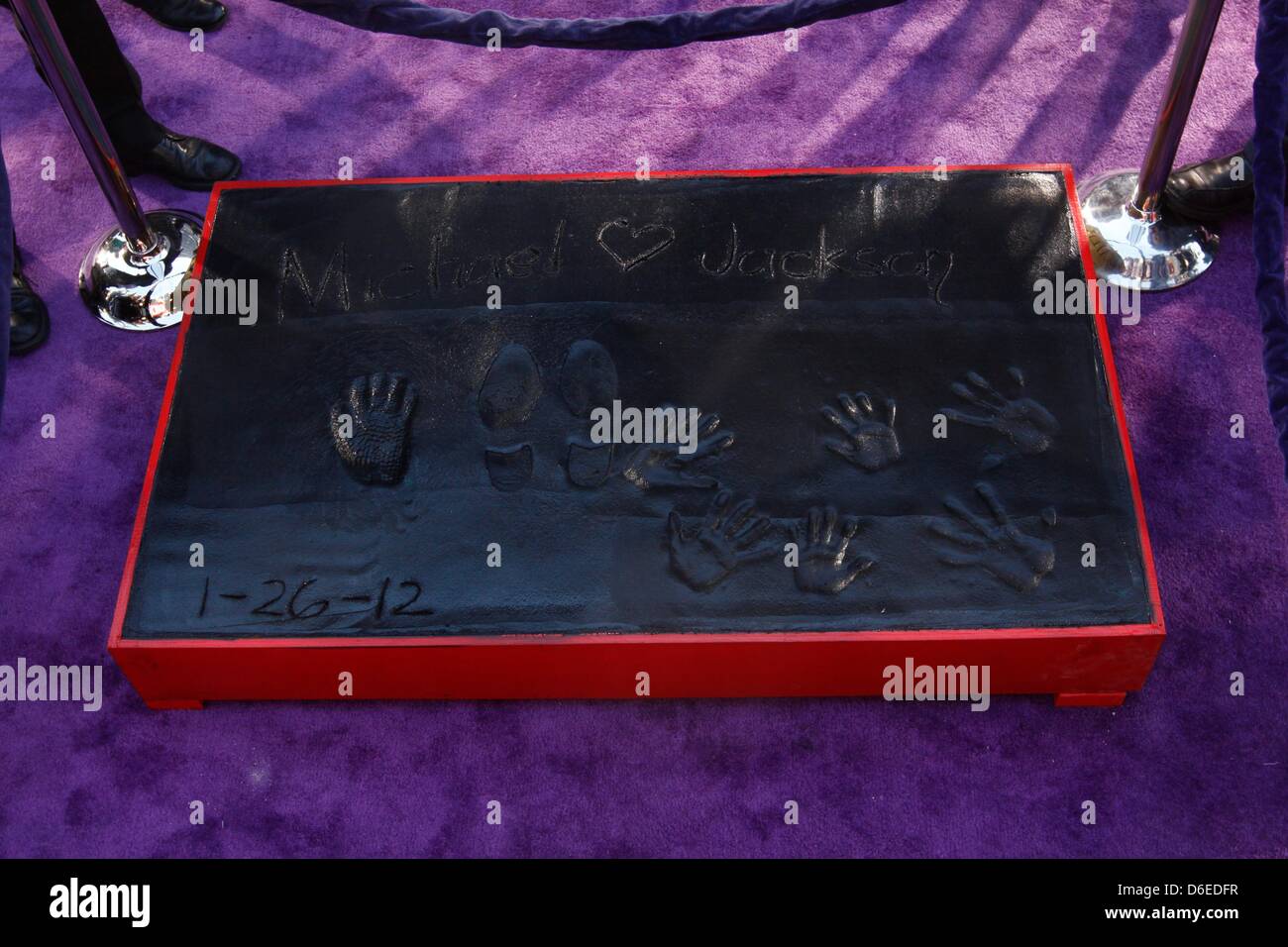 The Prints are shown at the Michael Jackson Hand and Footprint Ceremony ...