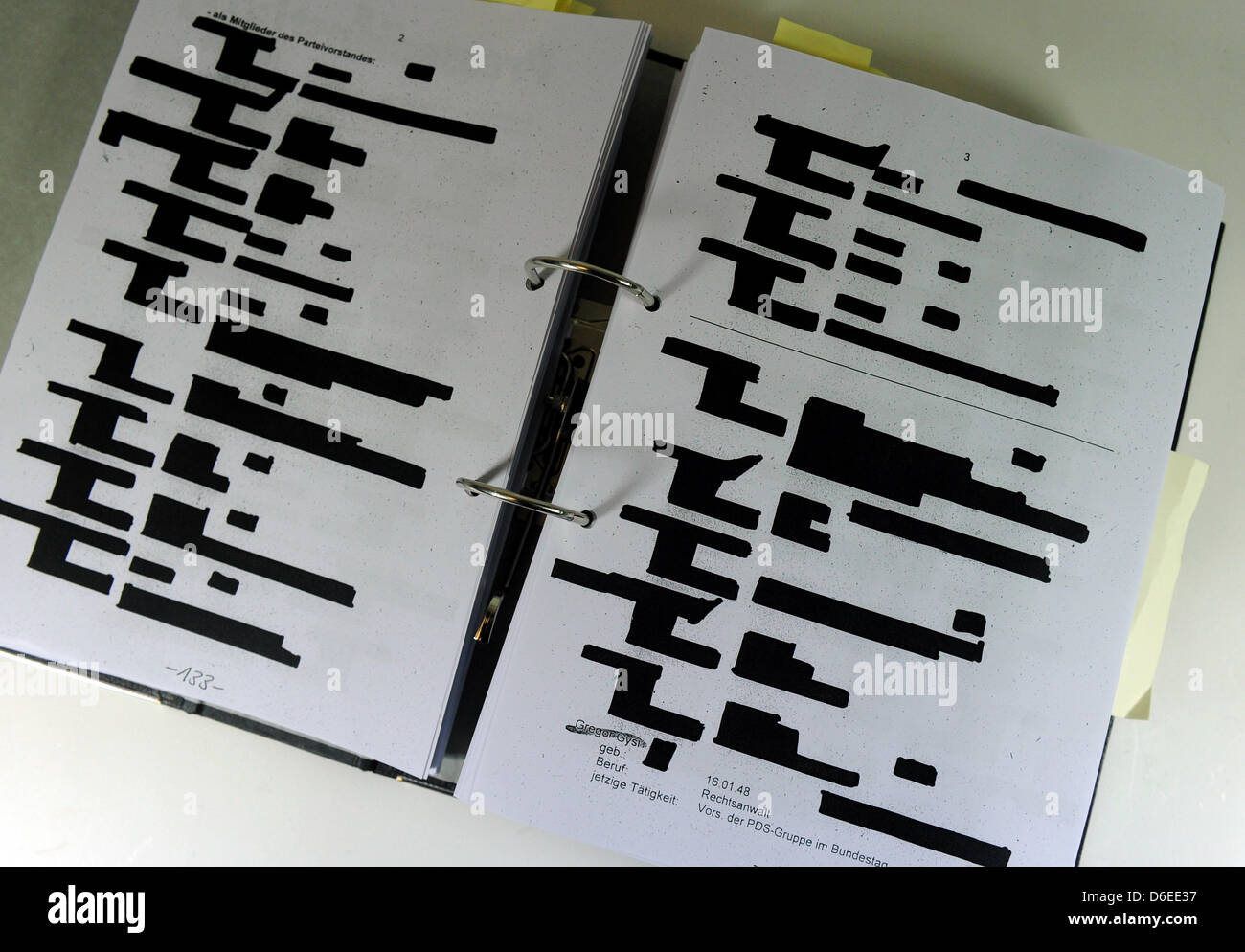 Pages of a file of the German intelligence service on party leader of ...