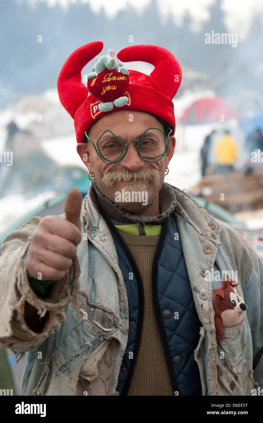 A motorcycle enthousiast stands on the grounds of the Elephant Rally in ...