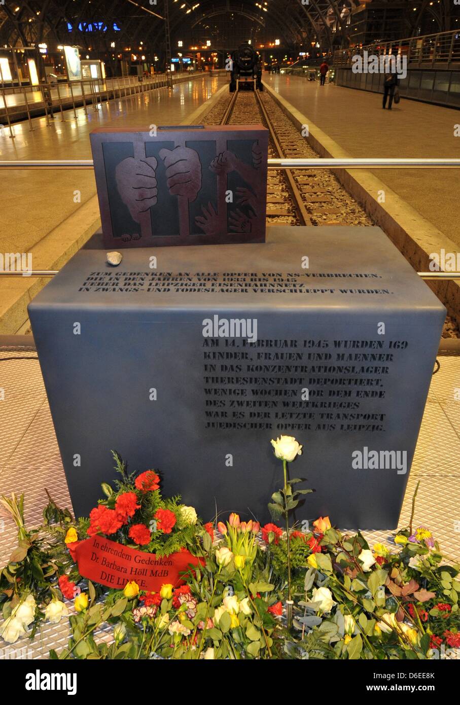 A memorial installation is pictured on Bahnsteig 24 in central station ...