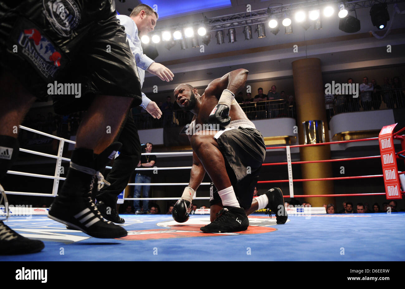 Heavyweight boxers Ruslan Chagaev (L) from Uzbekistan and Kertson ...