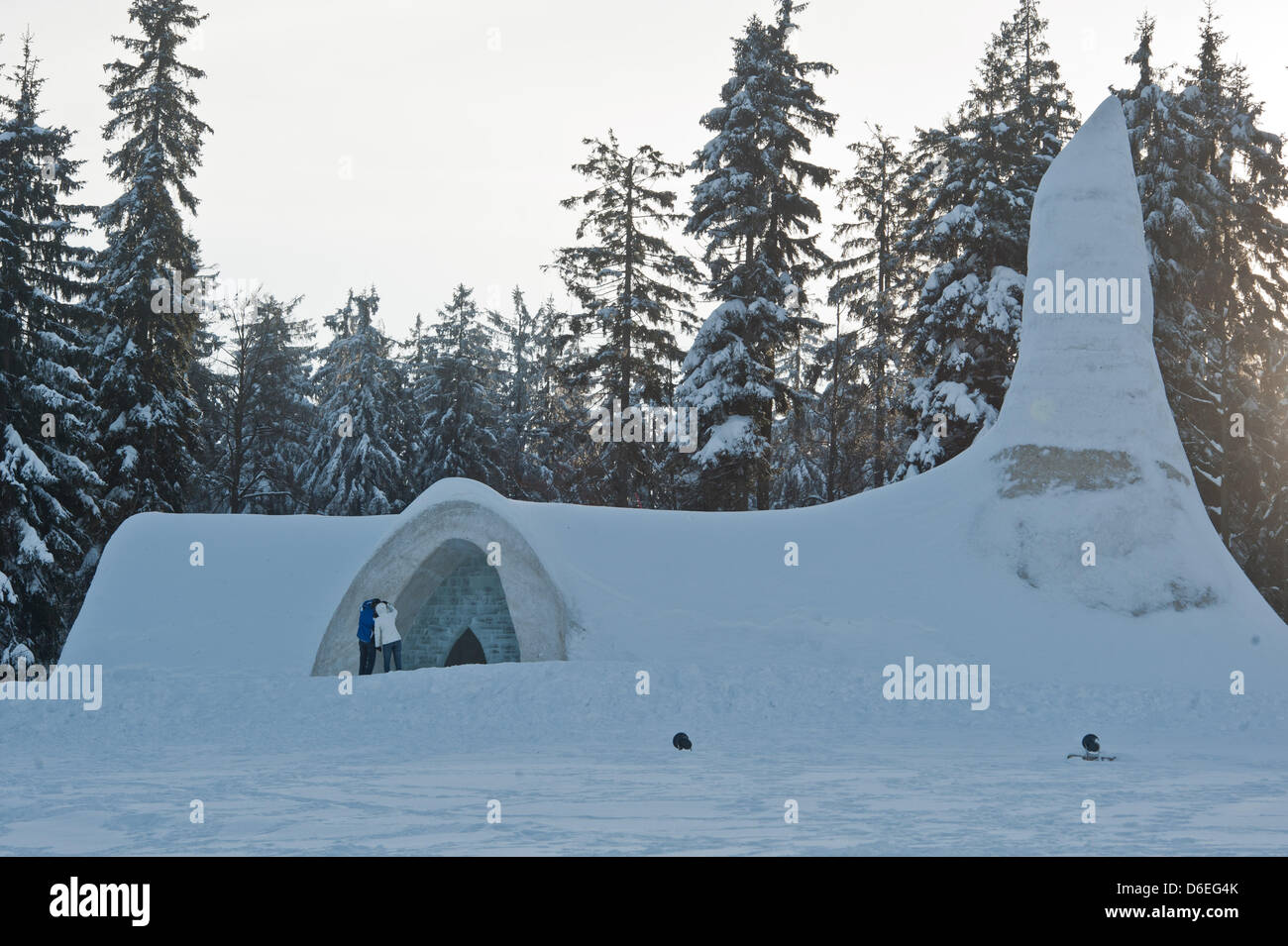 Visitors view the snow church in Mitterfirmiansreut, Germany, 30 ...