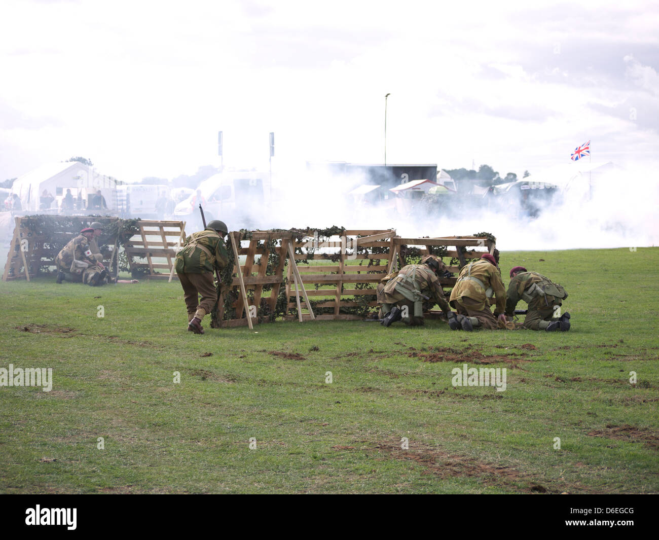 1940's reenactors taking part in a battle reenactment, Rauceby War ...