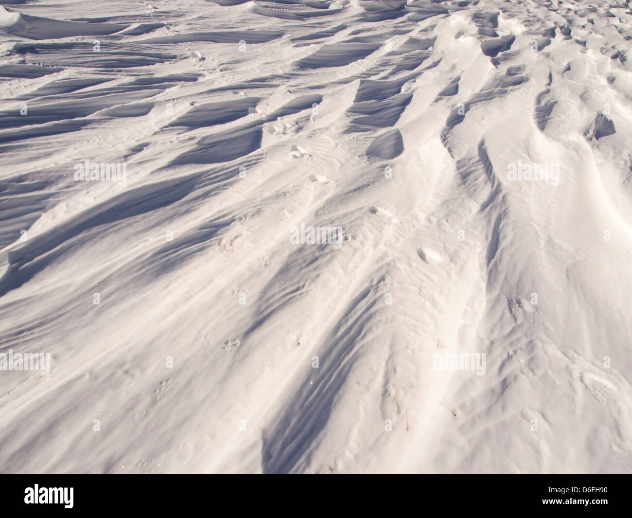 Sastrugi caused by wind scour on snow, Lake District, UK Stock Photo ...