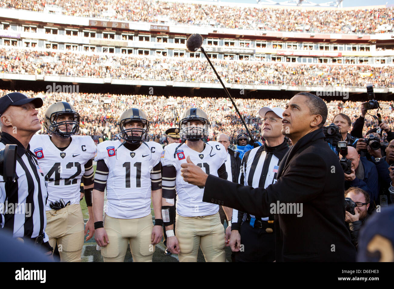 United States President Barack Obama performs the coin toss before the ...