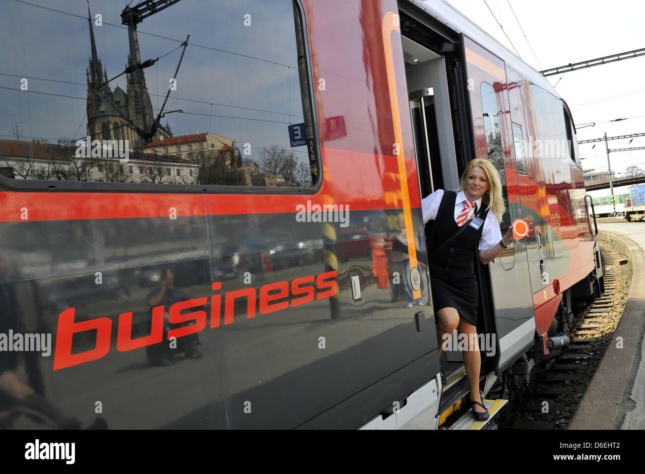 High-speed train of the Austrian Federal Railways (OBB) the OBB railjet ...