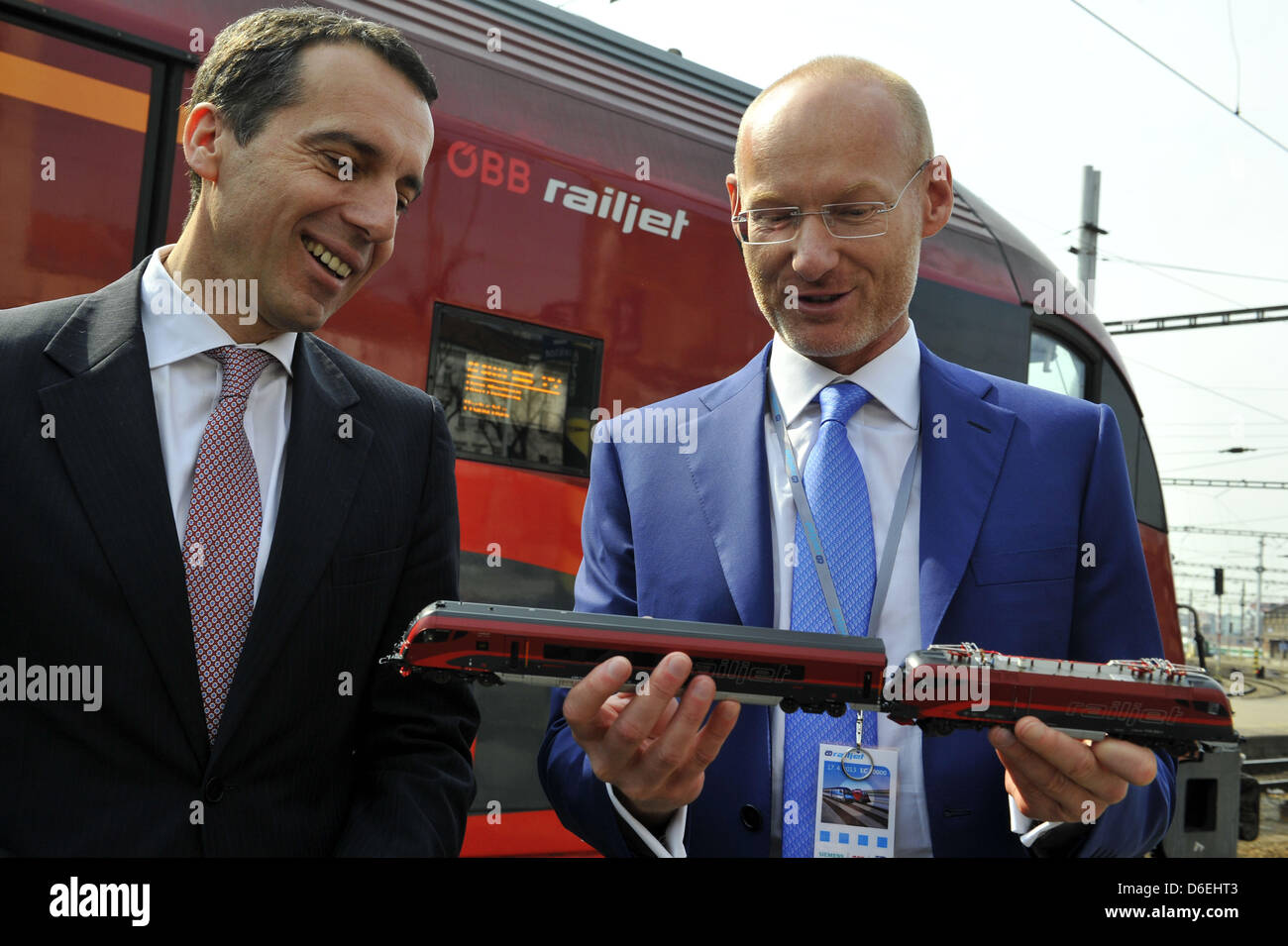 High-speed train of the Austrian Federal Railways (OBB) the OBB railjet ...