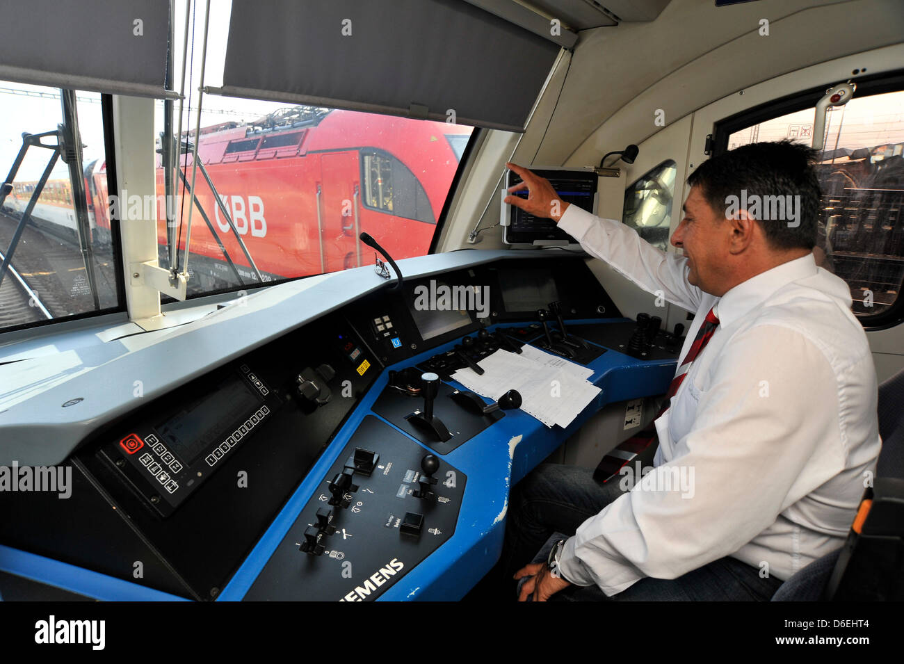 High-speed train of the Austrian Federal Railways (OBB) the OBB railjet ...