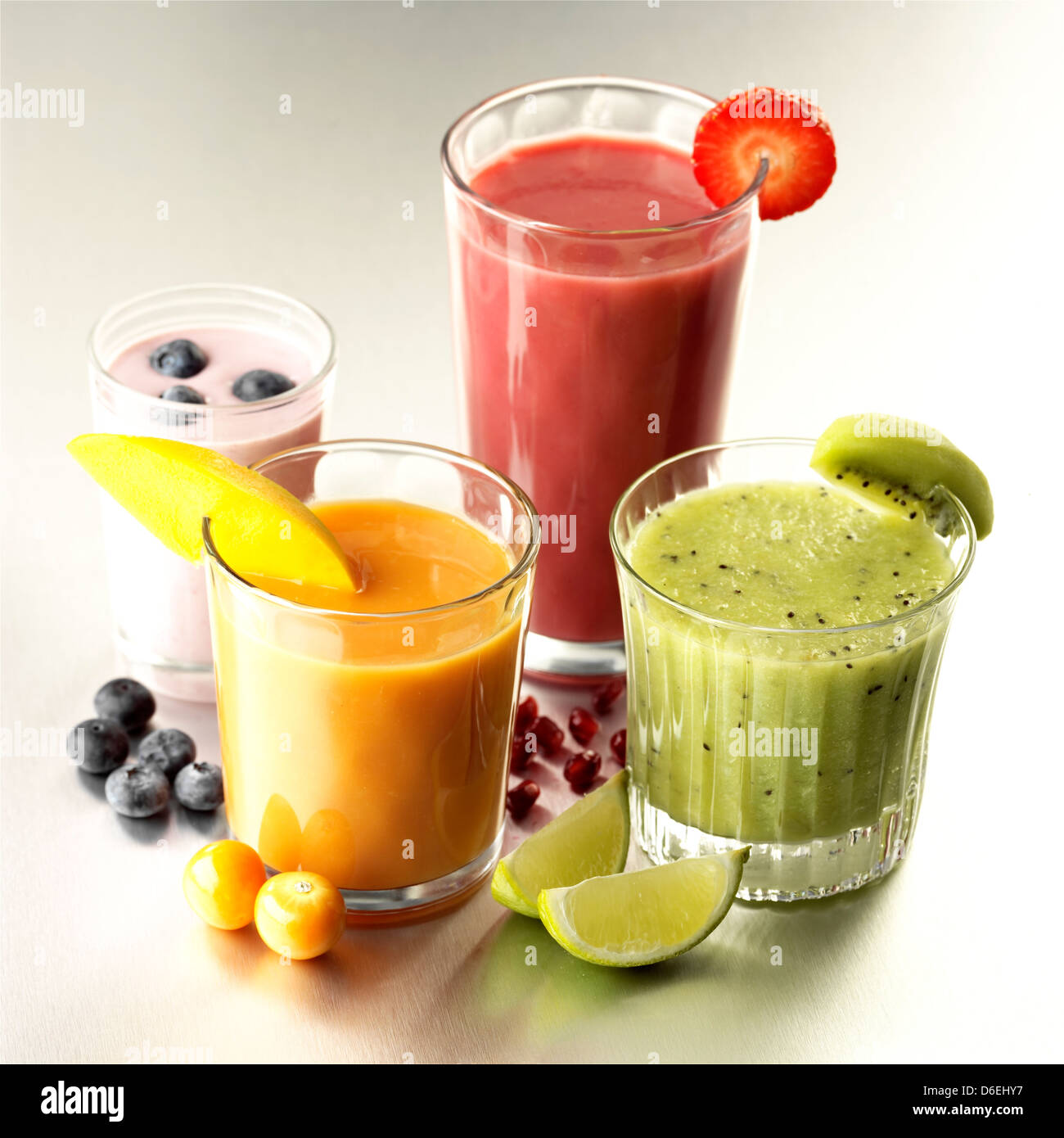 Range of fruit smoothies Stock Photo - Alamy