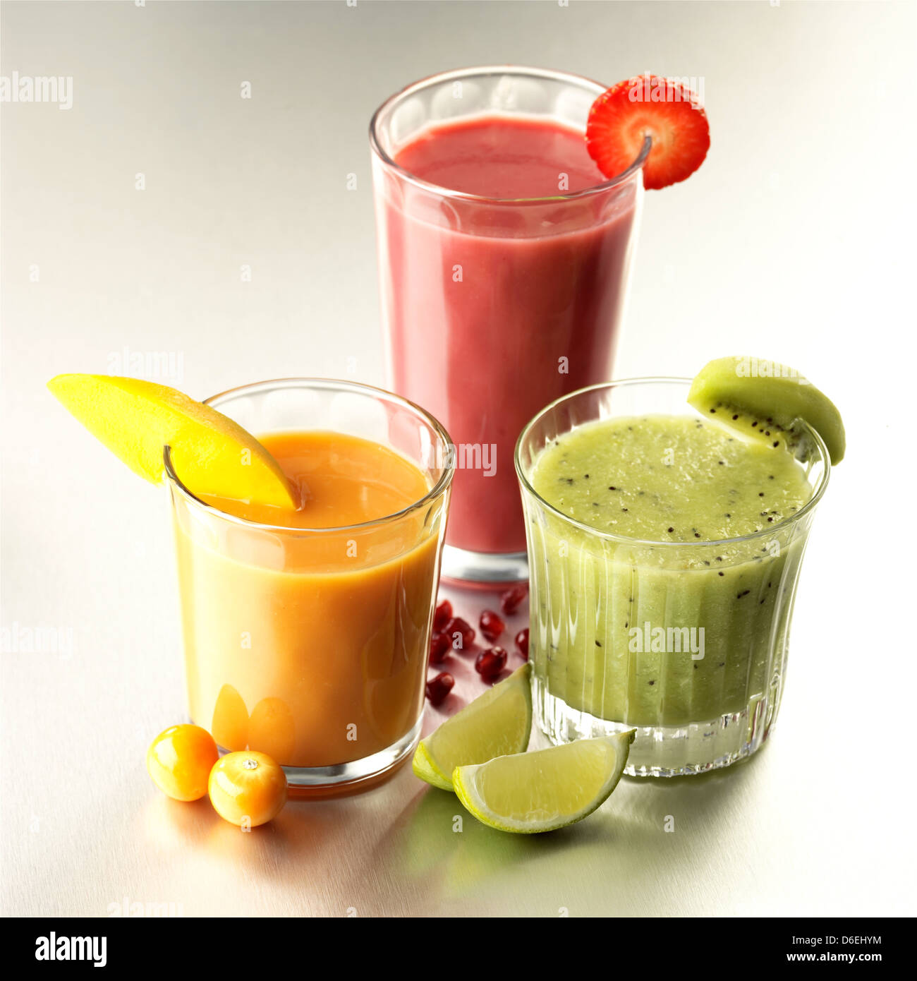 Range of fruit smoothies Stock Photo - Alamy